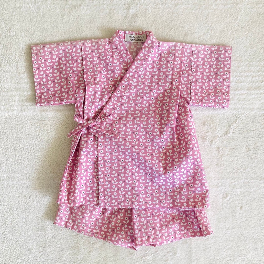 Pink Flowers Cotton Jinbei / Kids Kimono Jinbey Japanese (made to Order ...