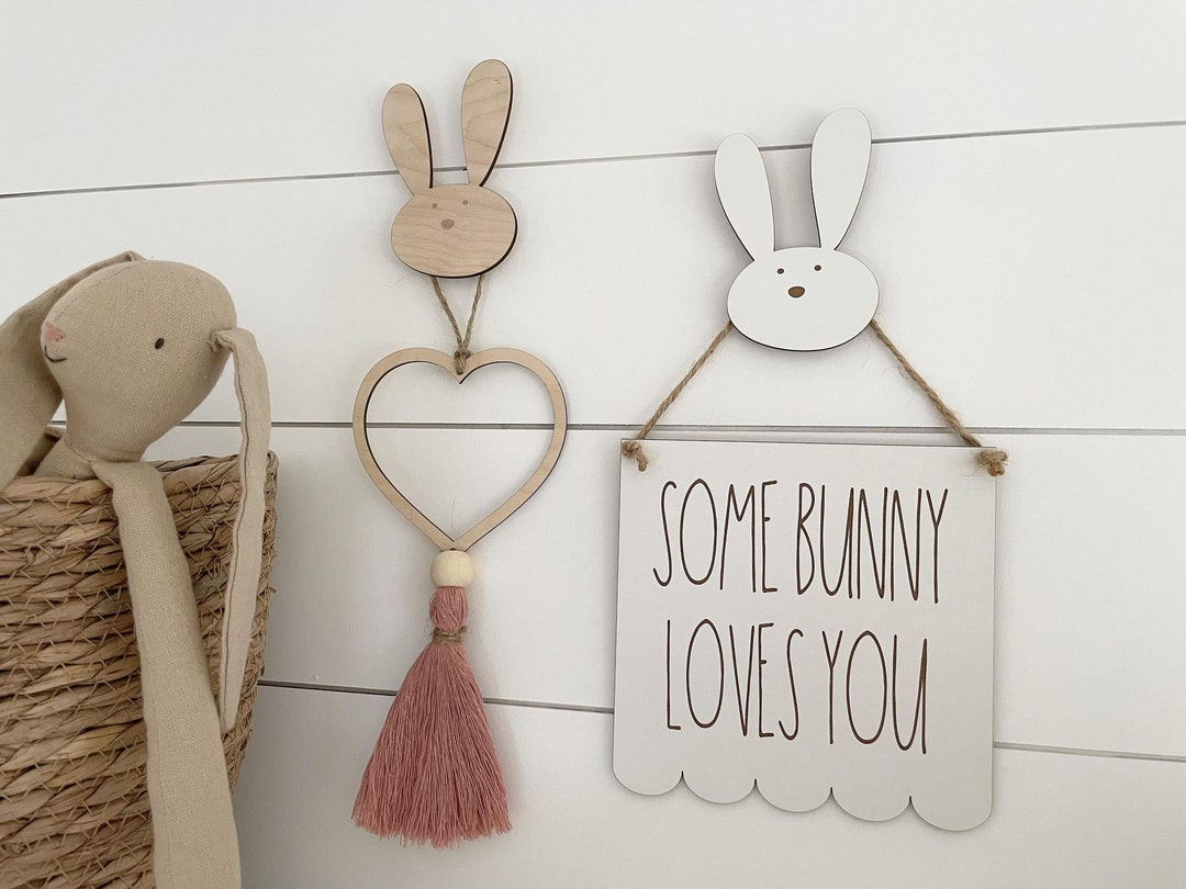Some Bunny Loves You Sign/bunny Hook Set Bedroom/nursery Decor SBL976 - Etsy UK