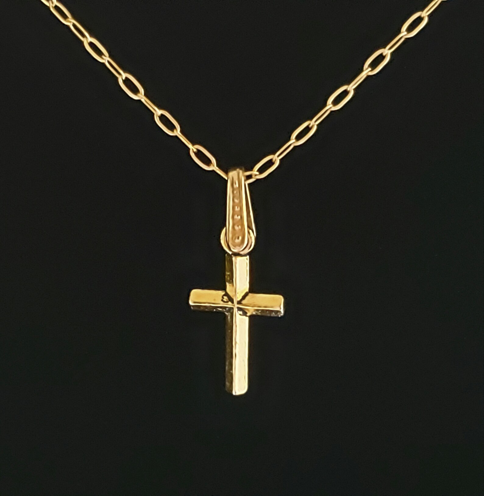 Antique Gold Small Classic Cross Pendant or Necklace in 14K | Etsy