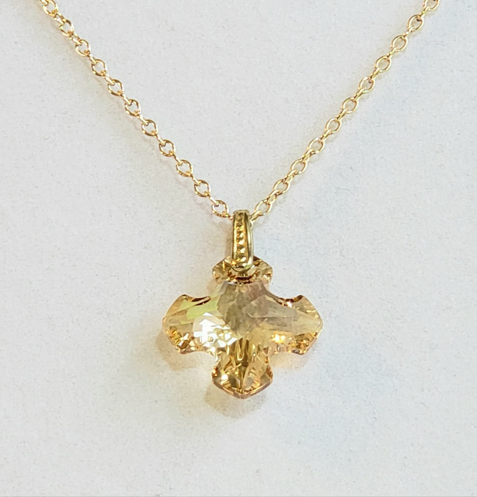 Gold Greek Cross Pendant Necklace in Swarovski Crystal Golden - Etsy