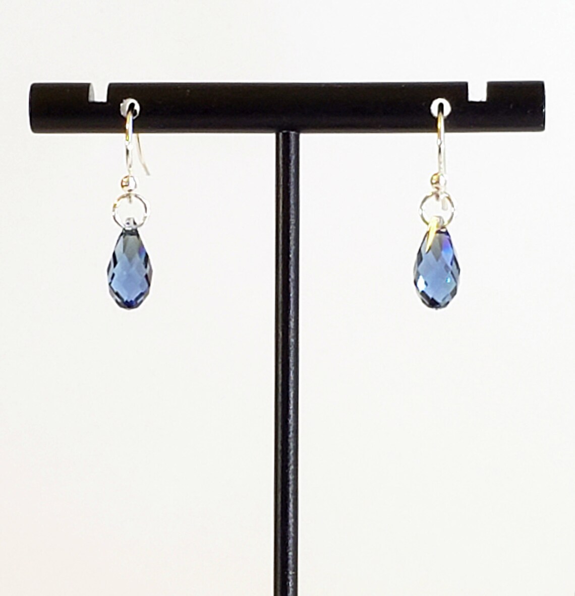 Blue Denim Earrings in Swarovski Faceted 11mm Teardrop - Etsy
