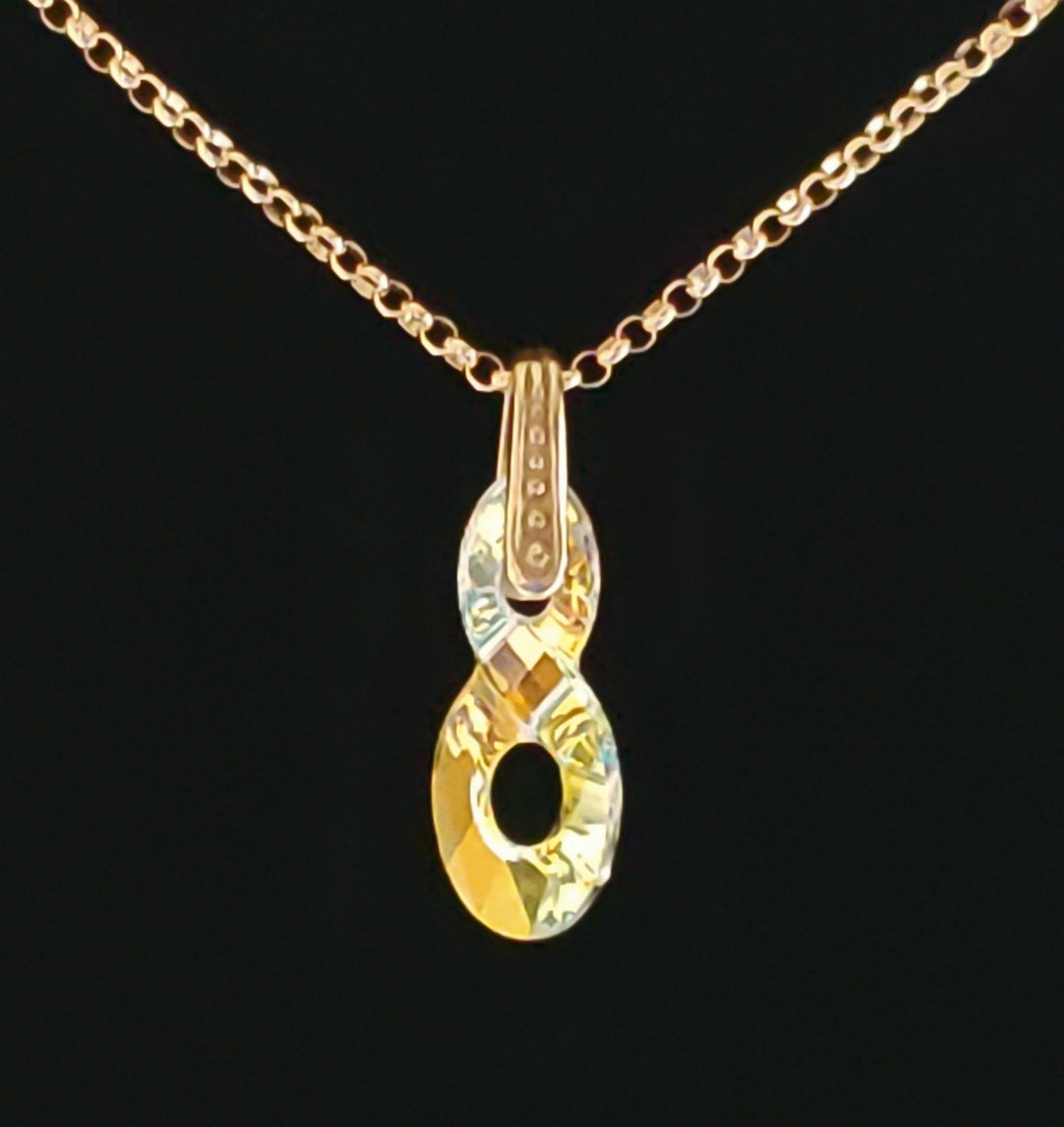 Infinity Pendant, Necklace in Swarovski Faceted White AB Crystal With ...