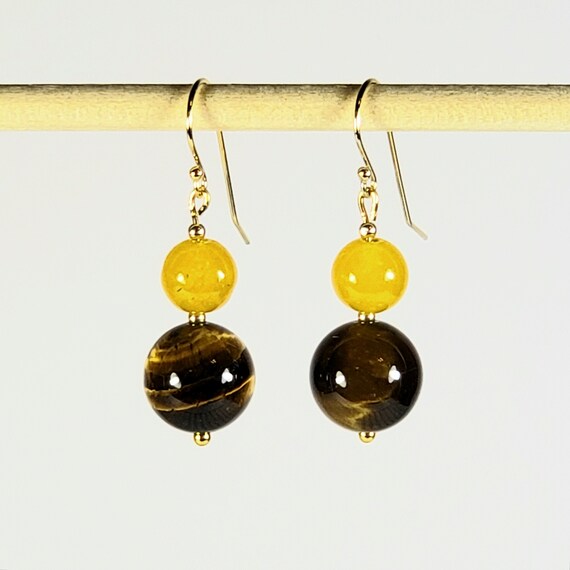 Tiger's Eye Beaded Gemstone Earrings in Tiger's - Etsy