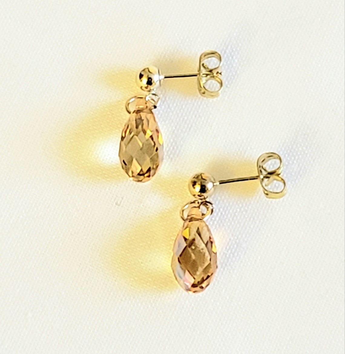 Gold Crystal Metallic Sunshine Earrings in Swarovski Faceted | Etsy