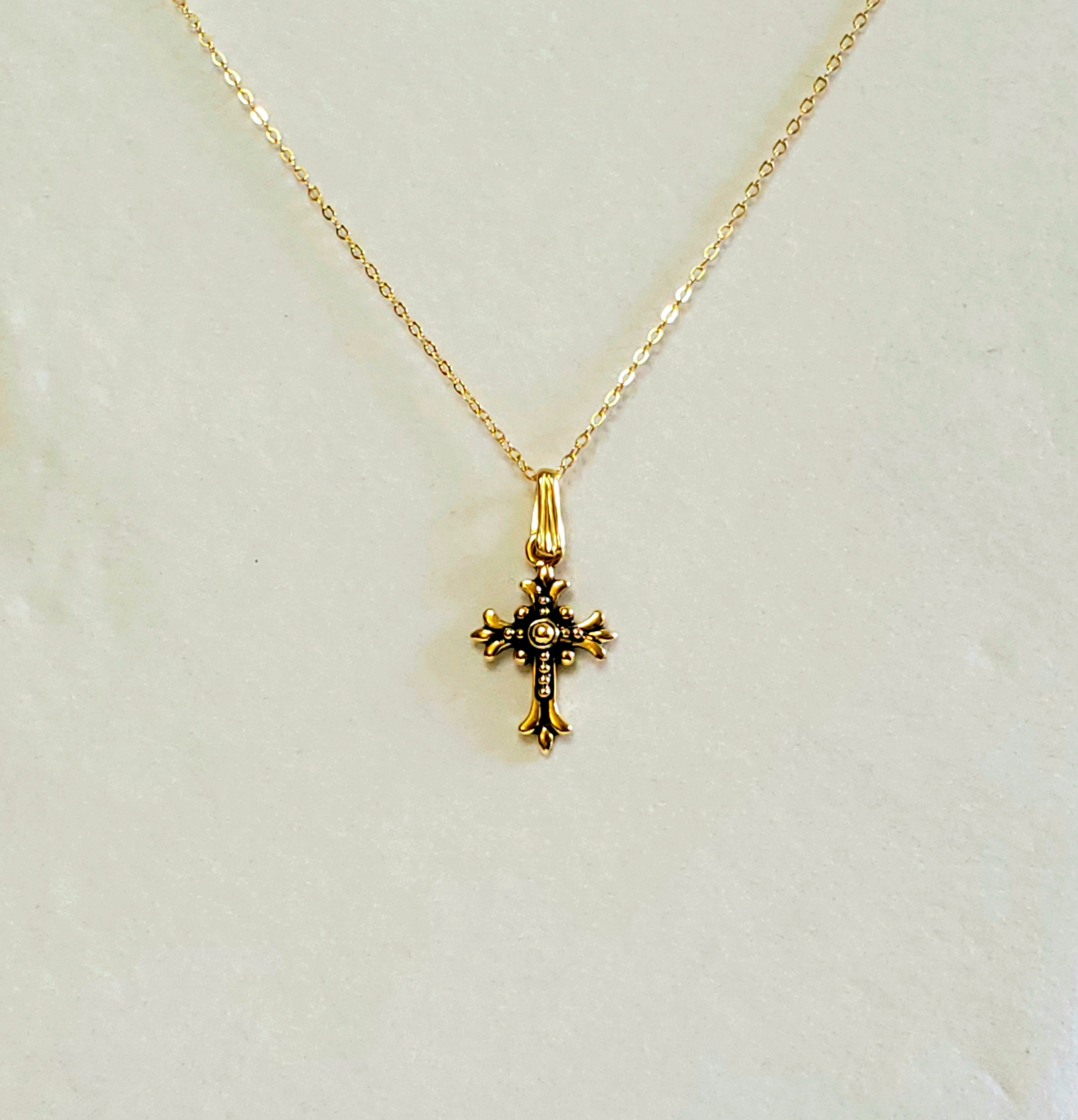 Antique Gold French Fleur Cross Pendant or Necklace in Gold - Etsy