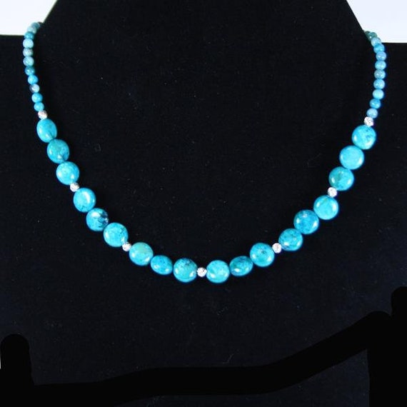 Turquoise Blue Beaded Gemstone Necklace in Blue Quartz Pyrite | Etsy
