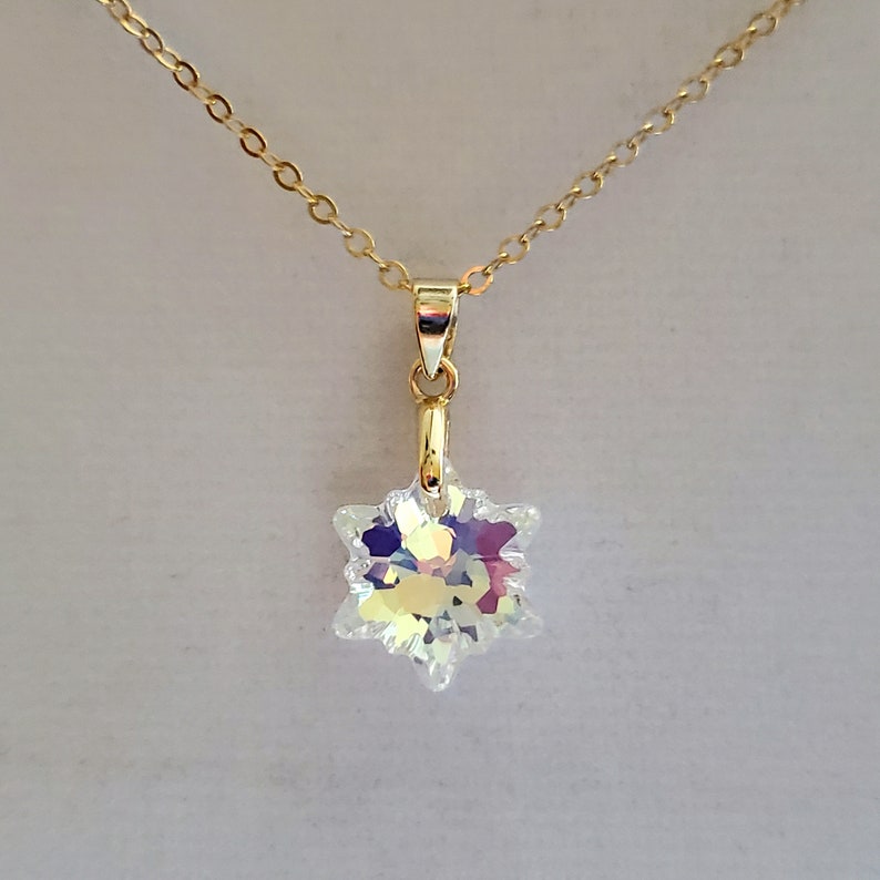 White Snowflake Crystal Pendant or Necklace in Swarovski - Etsy
