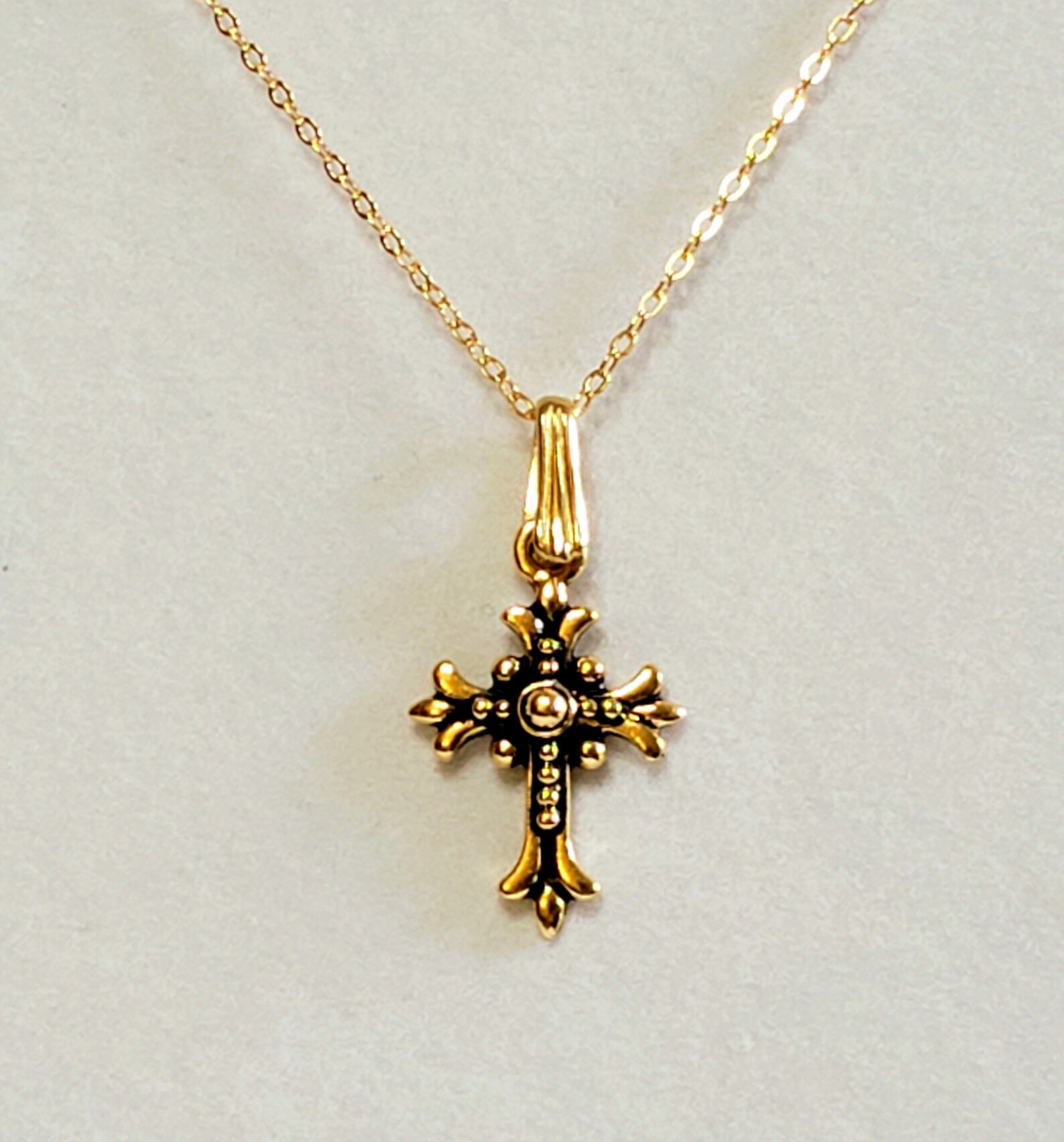 Antique Gold French Fleur Cross Pendant or Necklace in Gold | Etsy