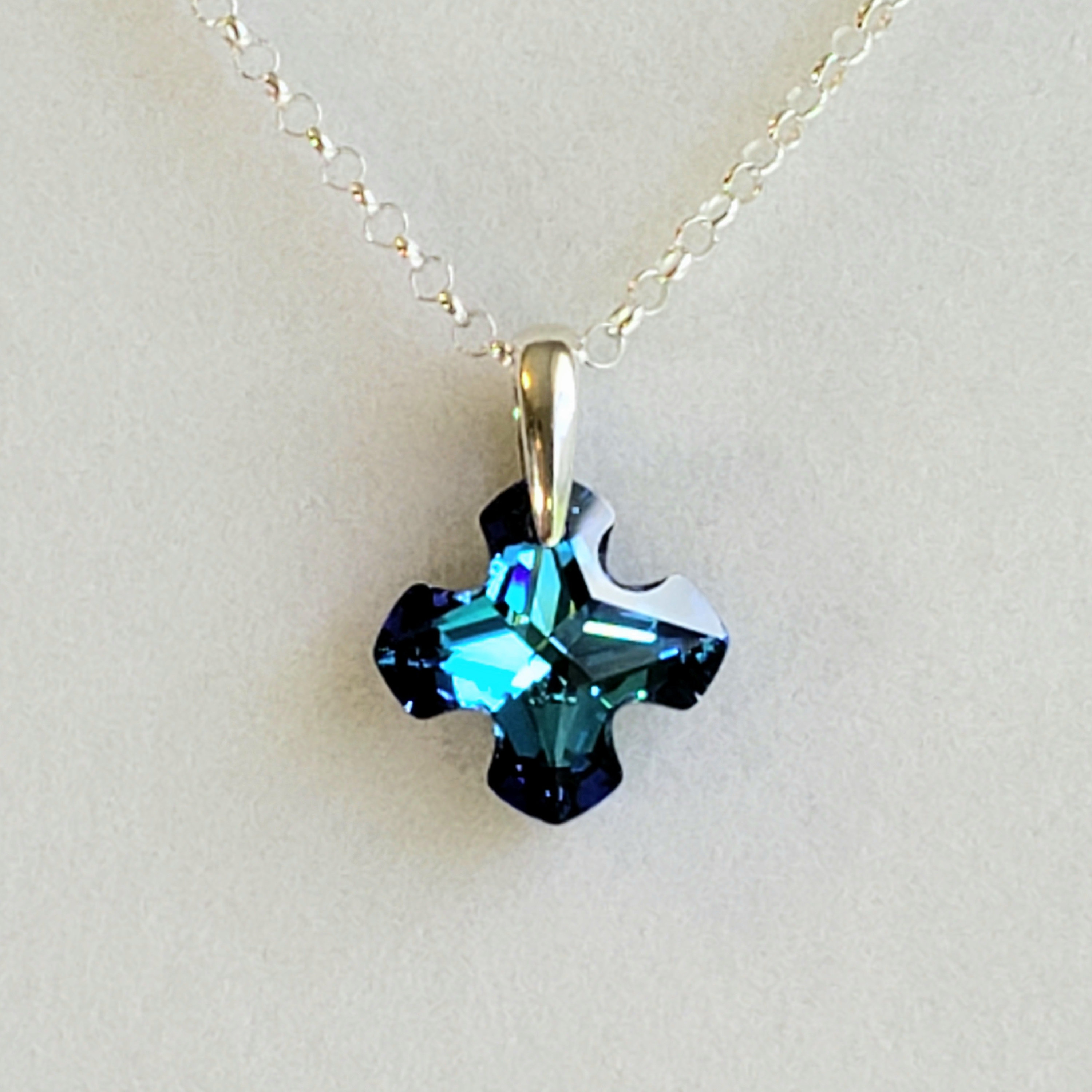 Men's Blue Greek Cross Pendant or Necklace in Swarovski | Etsy