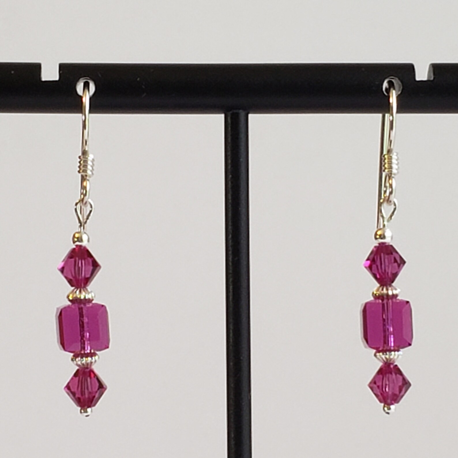Magenta Earrings in Antique Sterling Silver Plated Floral - Etsy