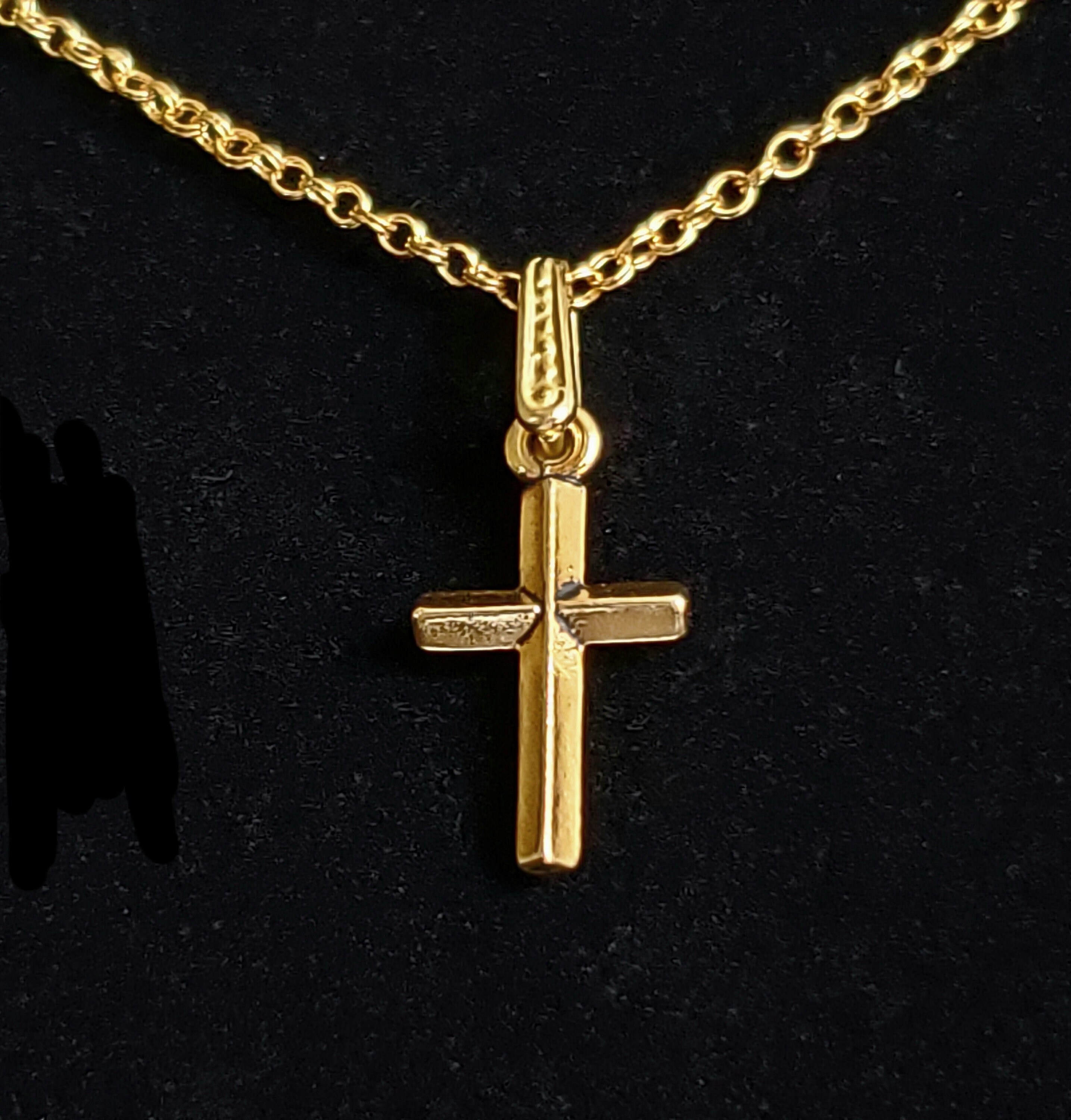 Antique Gold Small Classic Cross Pendant or Necklace in 14K | Etsy