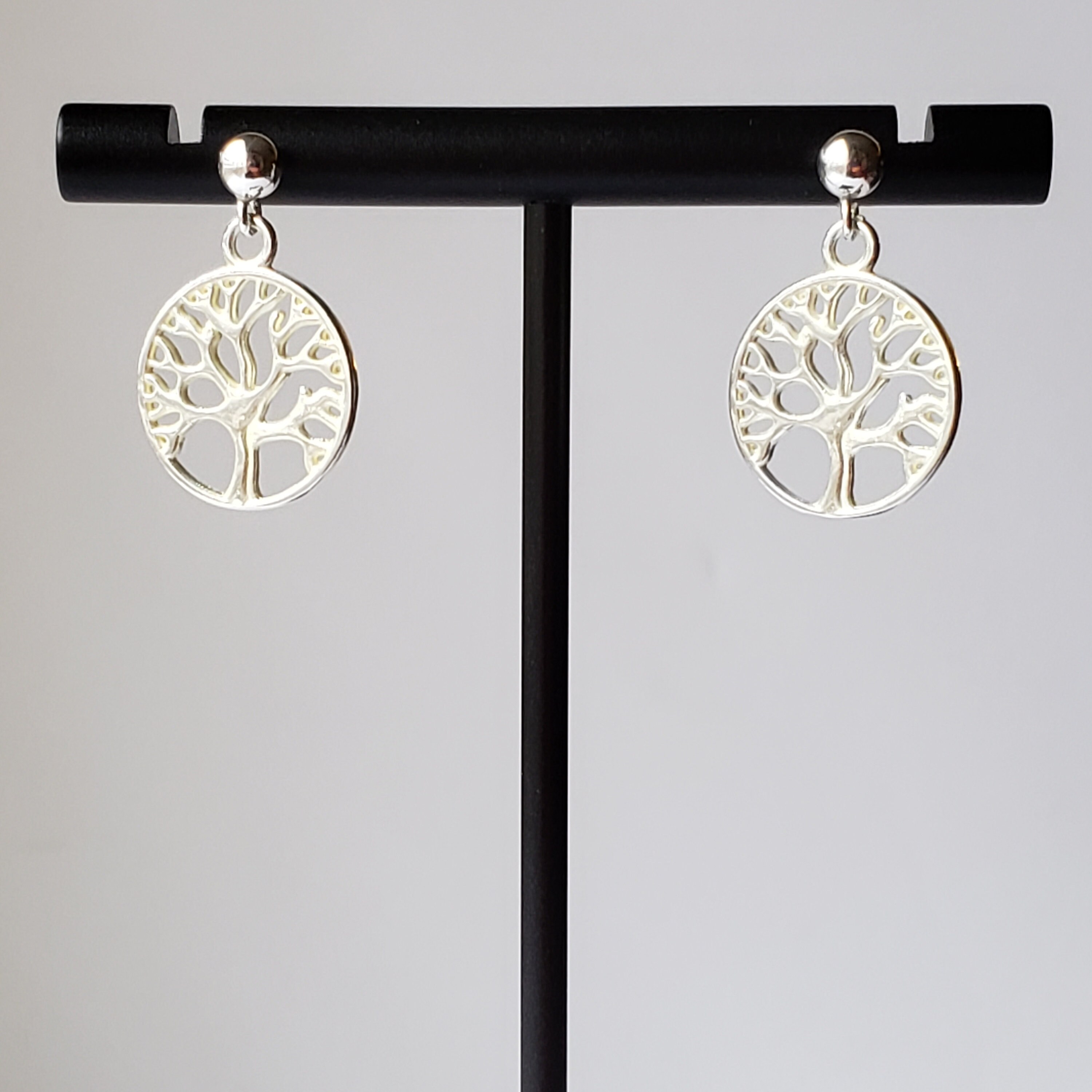 Tree of Life Earrings in 925 Sterling Silver Plated Cut-out | Etsy
