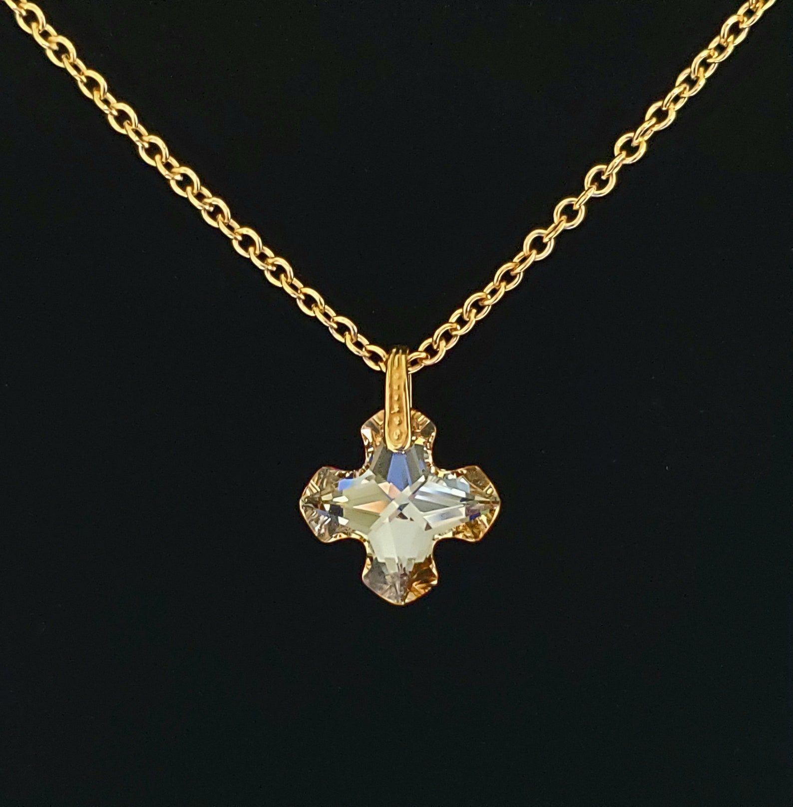 Men's Gold Greek Cross Pendant or Necklace in Swarovski | Etsy