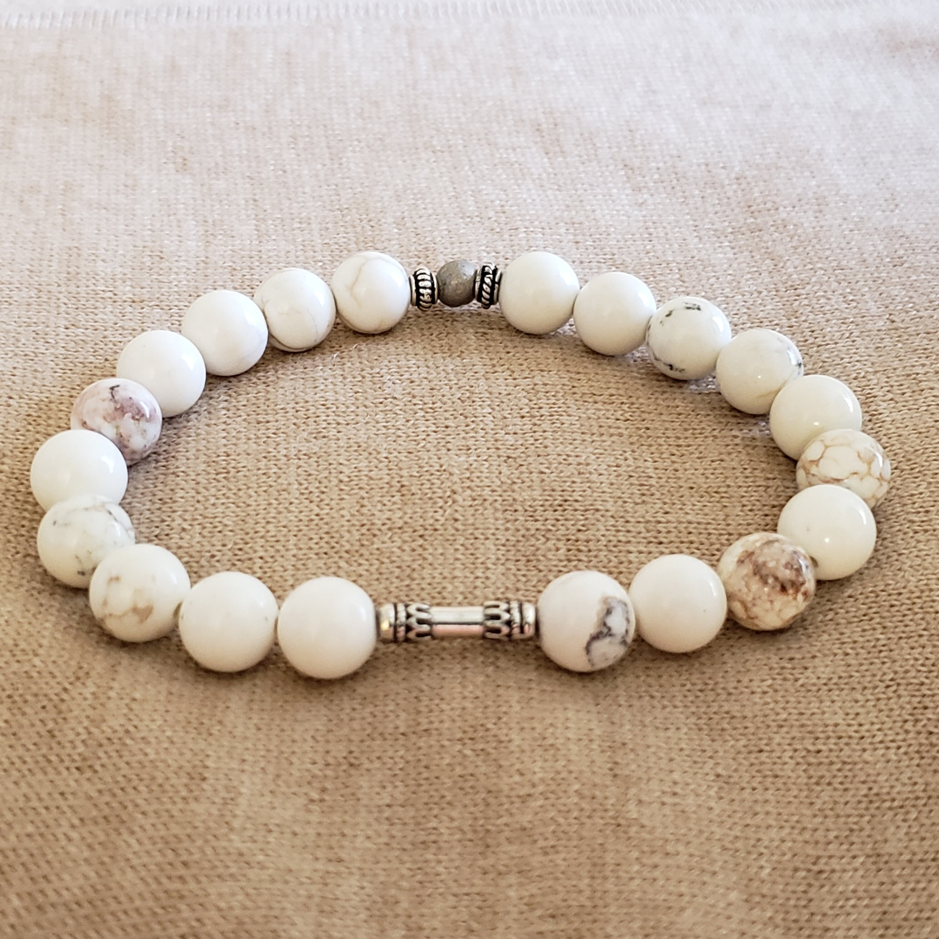 Men's Redline Marble Double Drilled Beaded Gemstone | Etsy