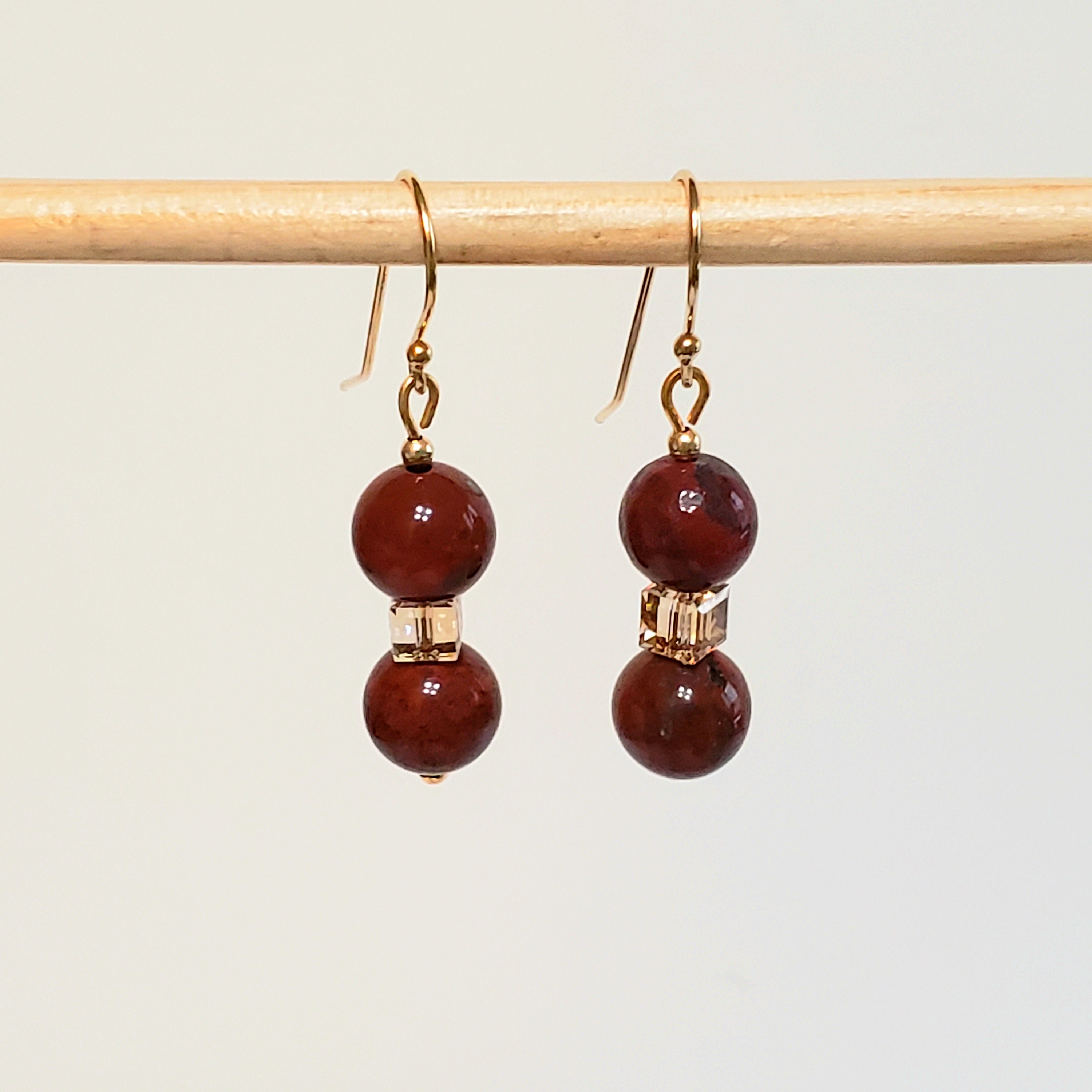 Red Apple Jasper Beaded Gemstone Necklace in Multiple Shape Beads ...