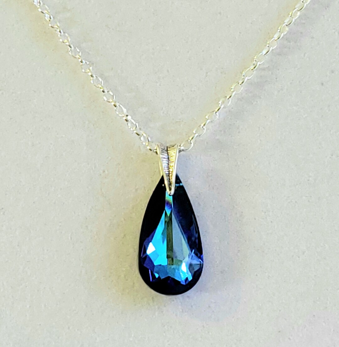 Men's Blue Crystal Passion's Pendant, or Necklace, in Bermuda Blue ...