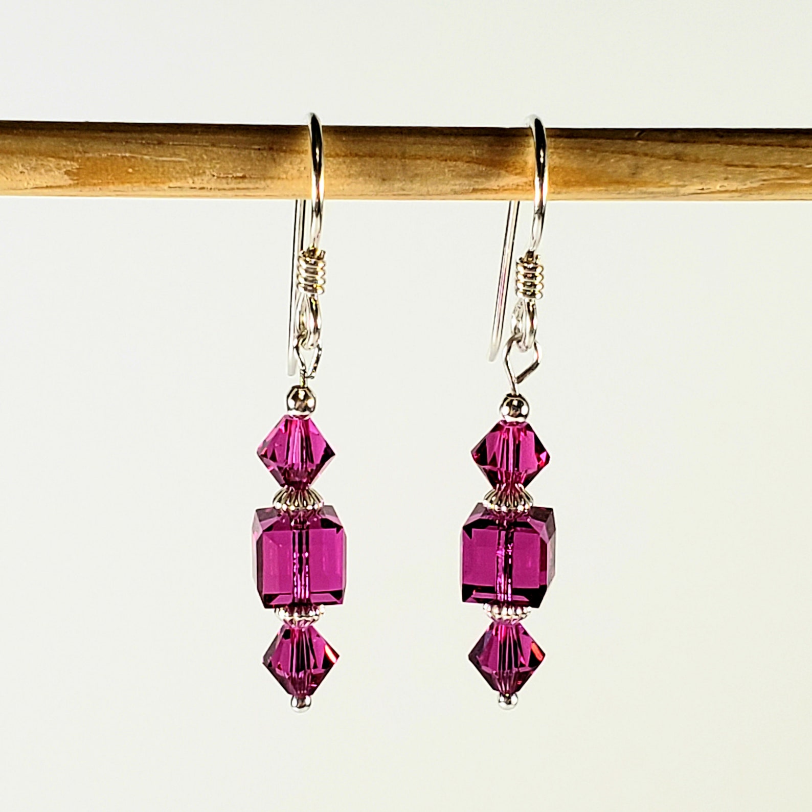 Crystal Ruby Fuchsia Earrings in Celestial's Cosmic | Etsy