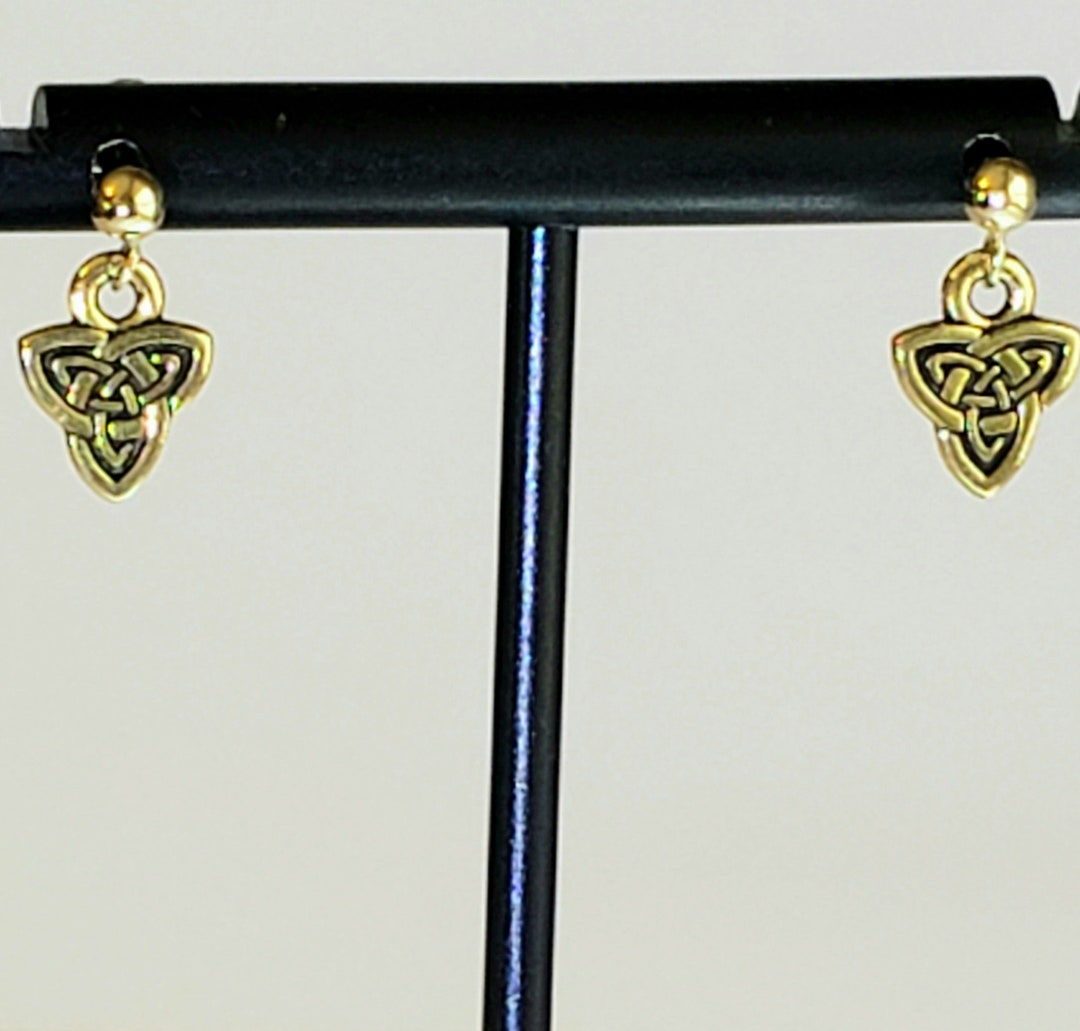 Antique Gold Plated Celtic Triad Knot Earrings With 14K Gold Filled ...