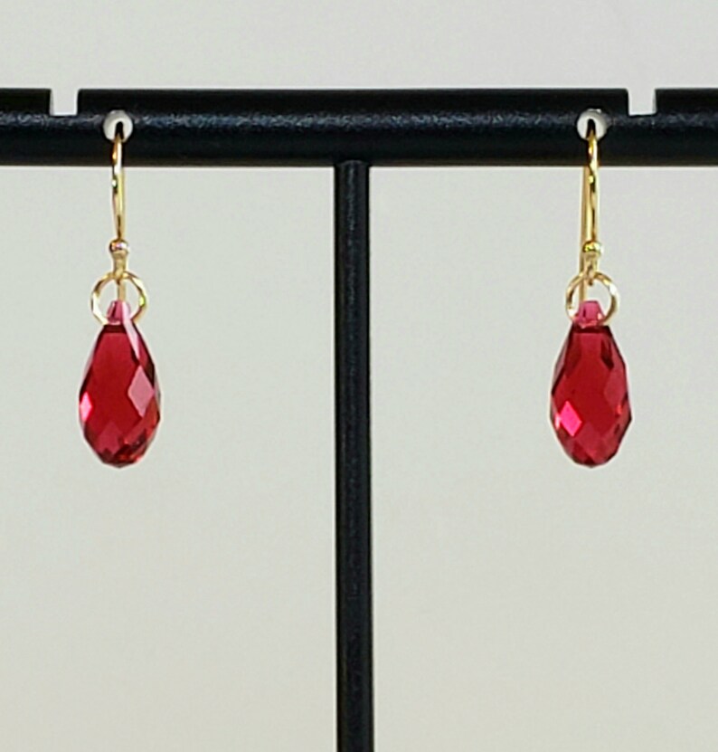 Scarlet Red Earrings in Swarovski Faceted 13mm Crystal Teardrop ...