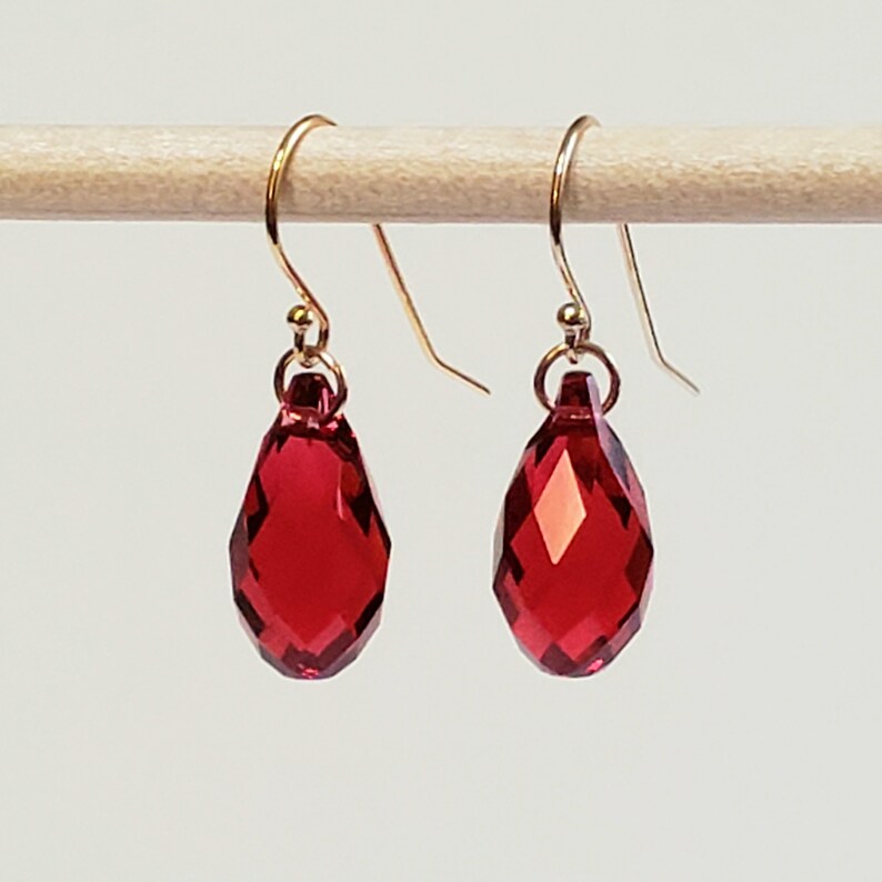 Scarlet Red Earrings in Swarovski Faceted 13mm Crystal Teardrop ...