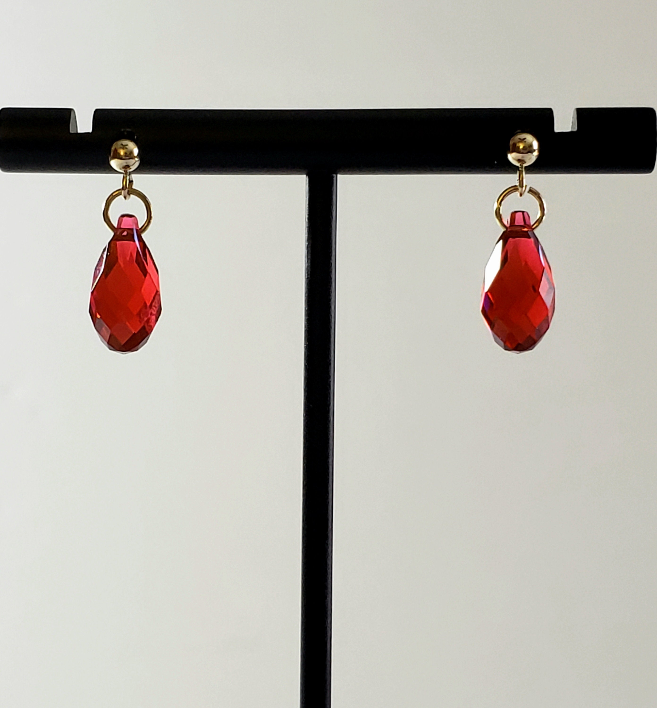 Scarlet Red Earrings in Swarovski Faceted 13mm Crystal | Etsy