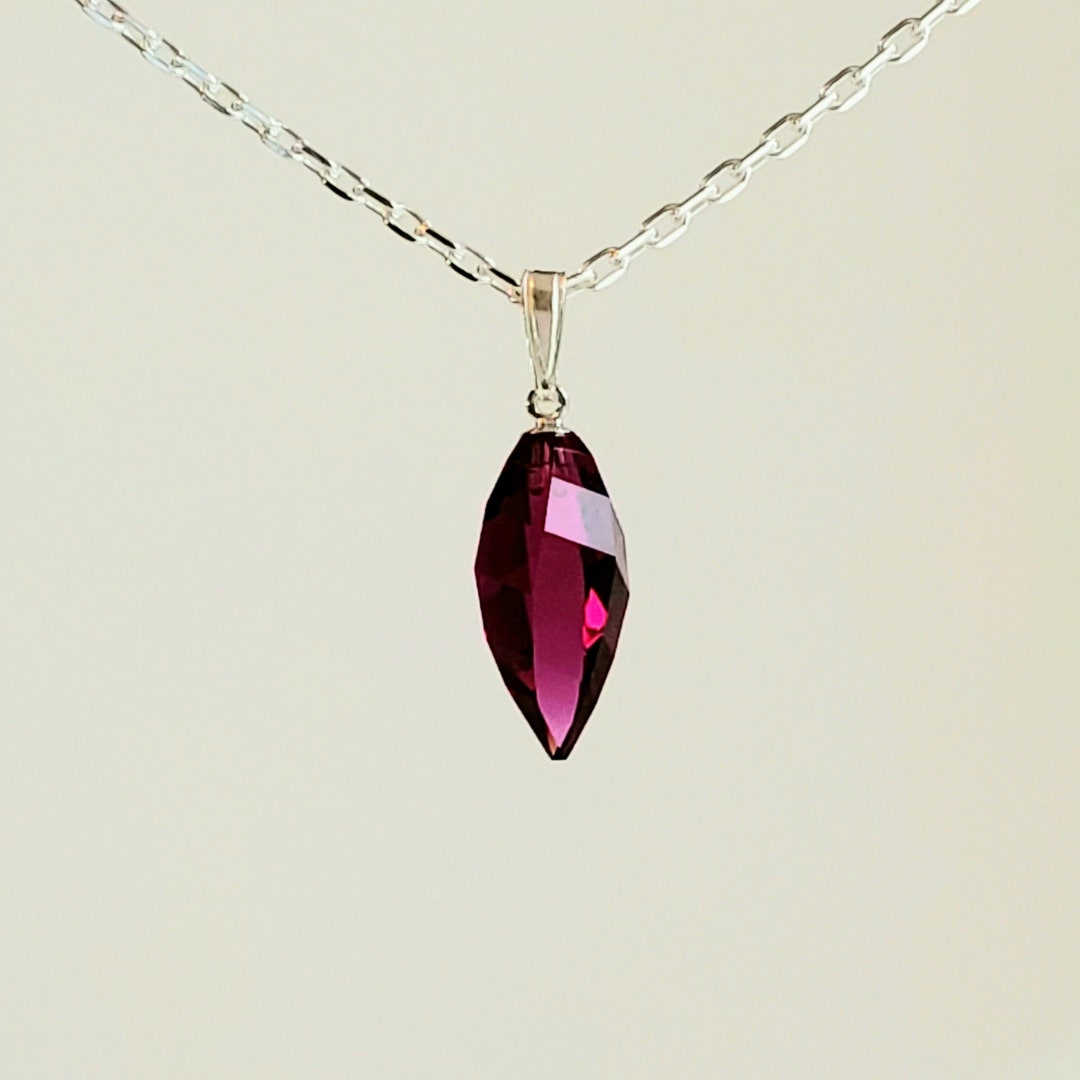 Ruby Pendant, Necklace in Swarovski Twist Crystal in Ruby Shade With ...