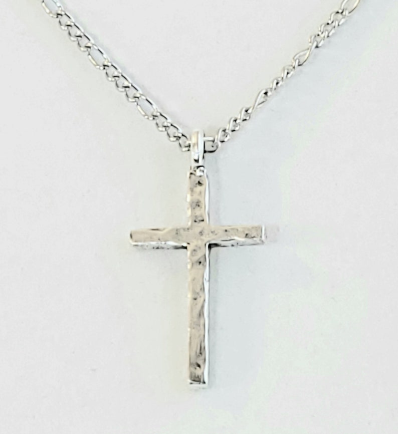 Hammered Silver Cross Pendant or Necklace in Antique Silver - Etsy