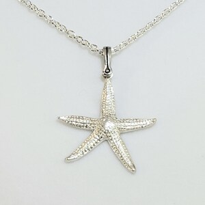 Starfish Pendant, Necklace in Hammered Solid 925 Sterling Silver ...
