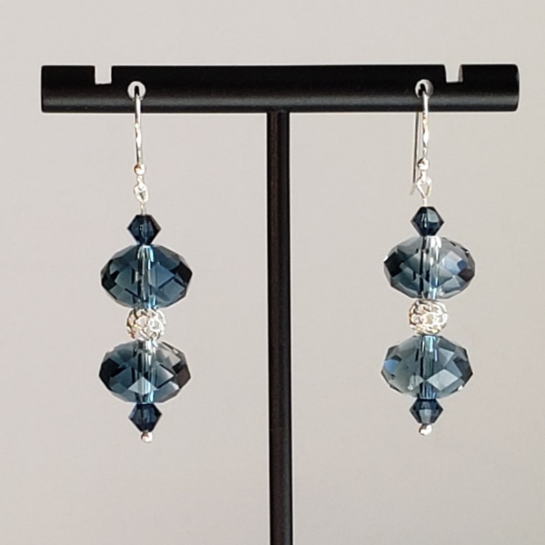 Blue Denim Earrings in Swarovski Faceted 11mm Teardrop - Etsy