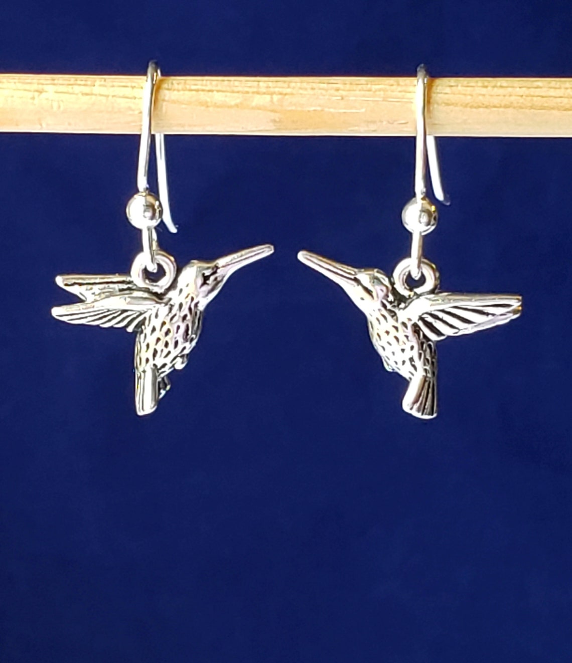 Hummingbird Earrings in Antique 925 Sterling Silver Plated | Etsy