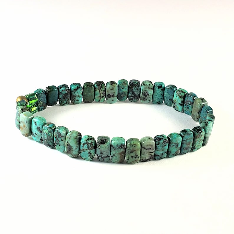 African Turquoise Jasper Beaded Gemstone Stretch Double | Etsy