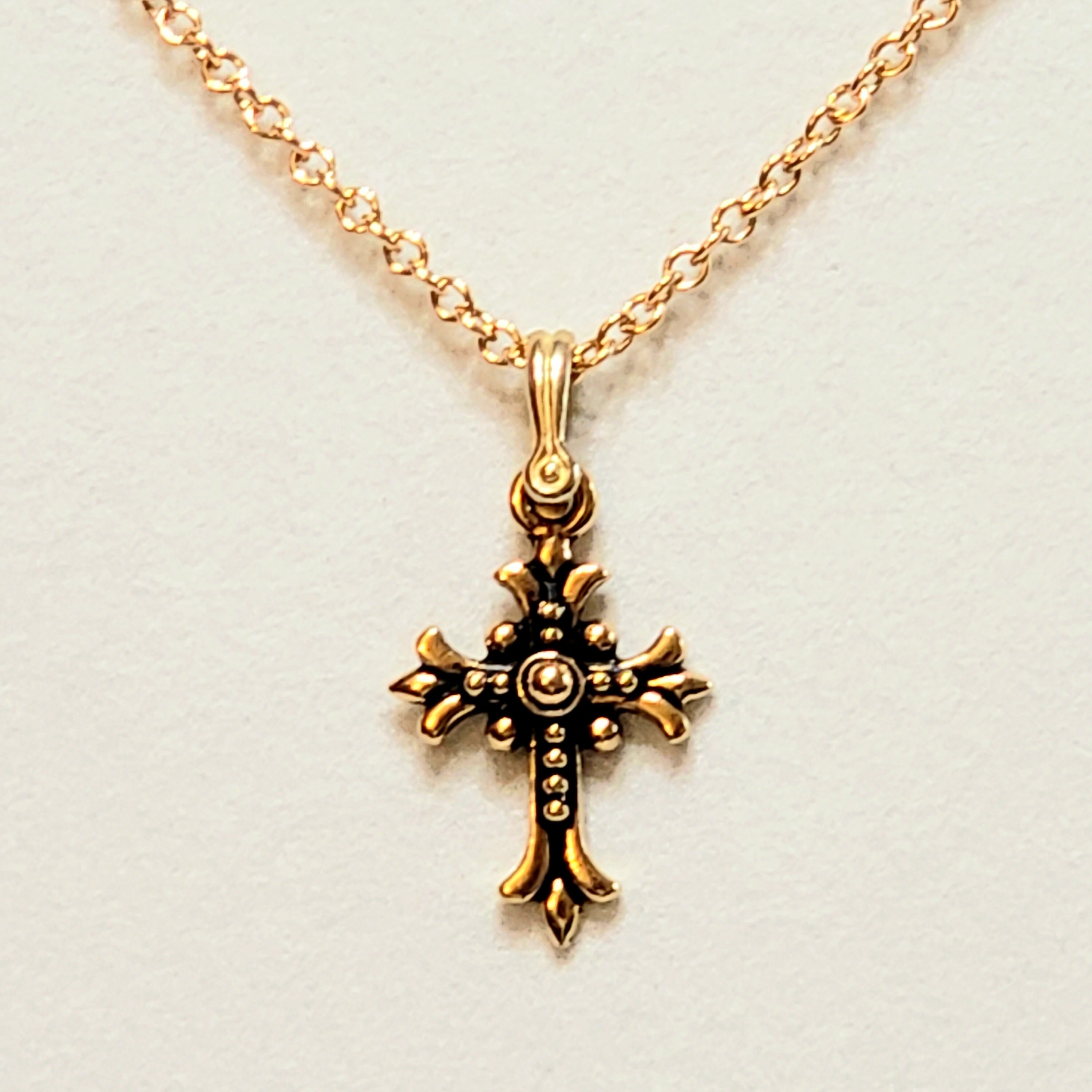 Men's Antique Gold French Fleur Cross Pendant, or Necklace in Gold ...