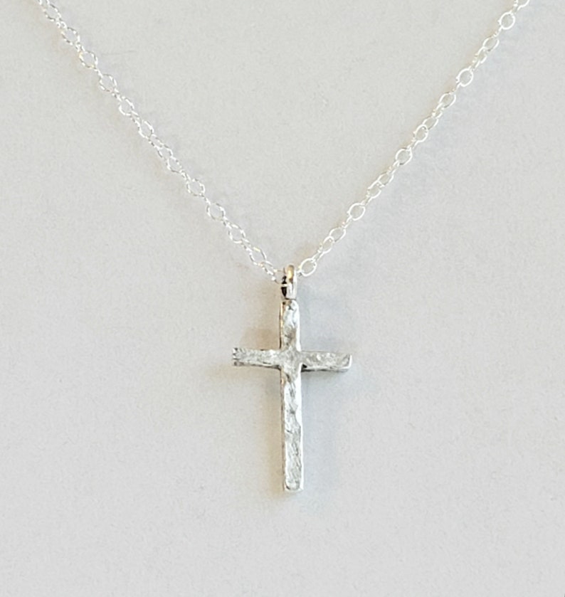 Hammered Silver Cross Pendant or Necklace in Antique Silver - Etsy