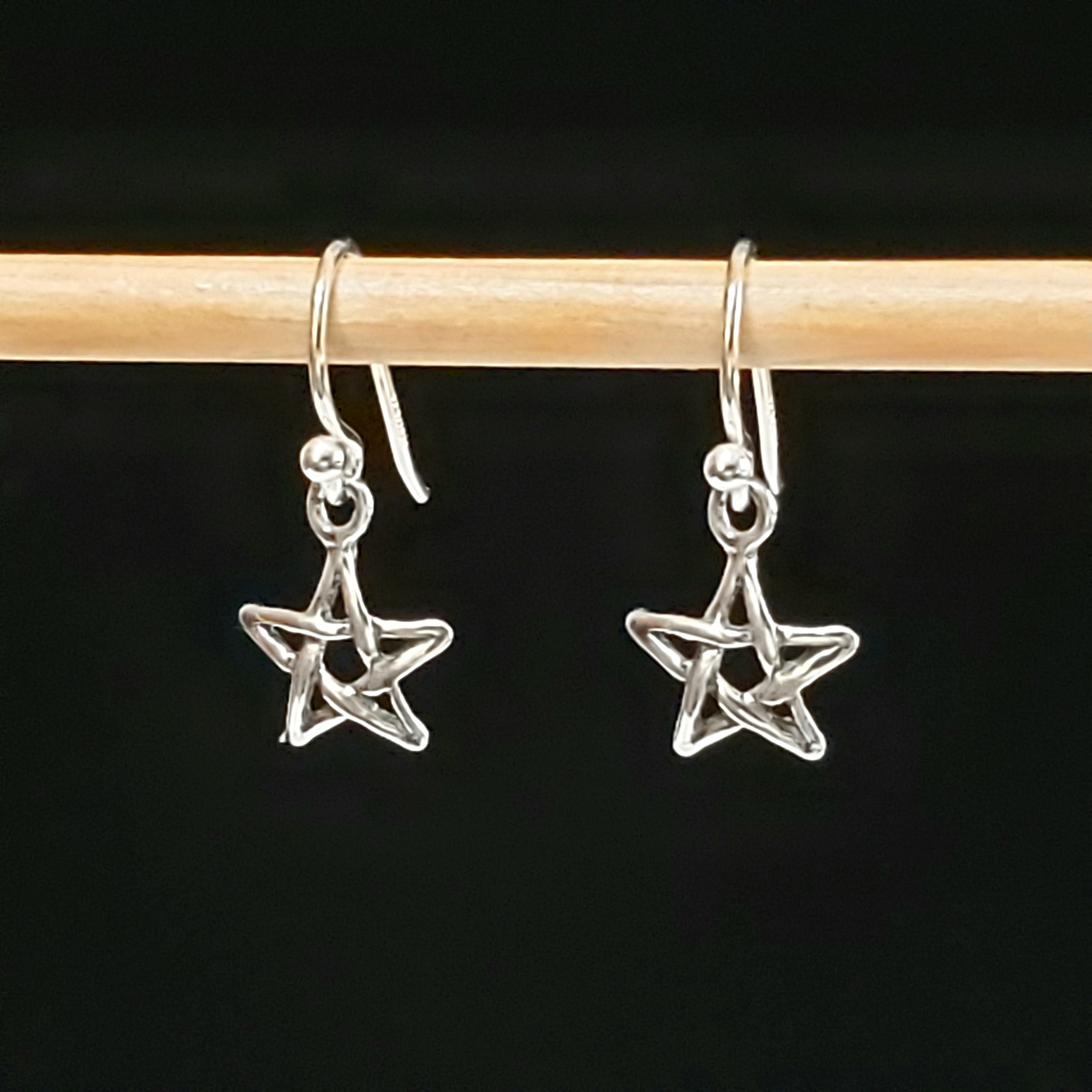 Open-Cut Pentagram Star Earrings in 925 Sterling Silver with | Etsy