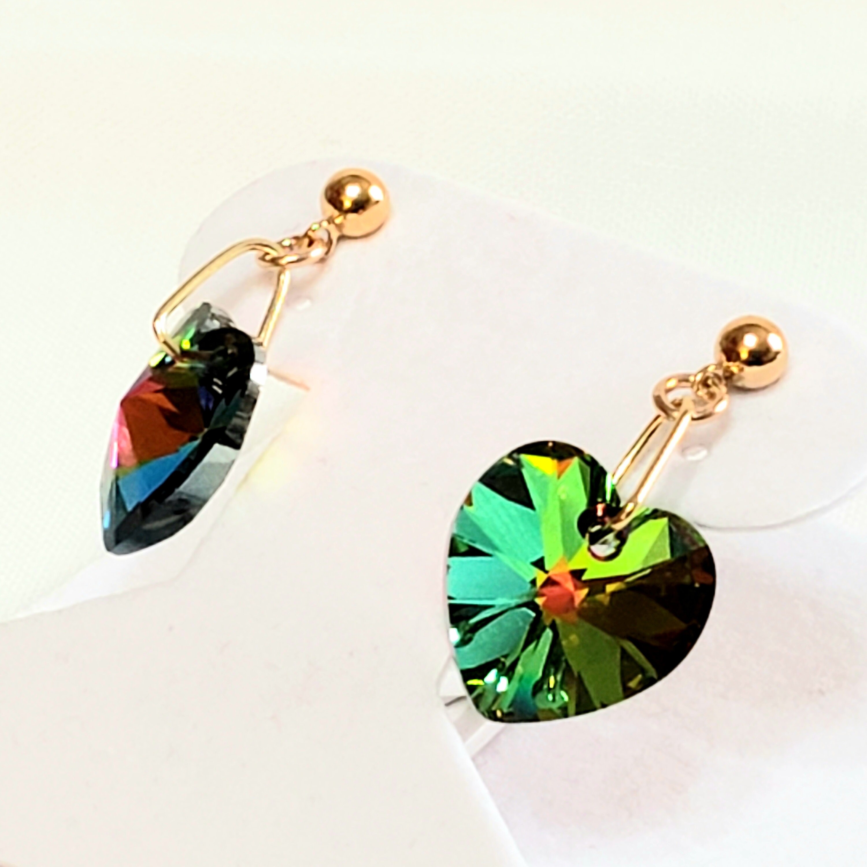 Luminous Crystal Heart Earrings in Swarovski Crystal Emerald | Etsy