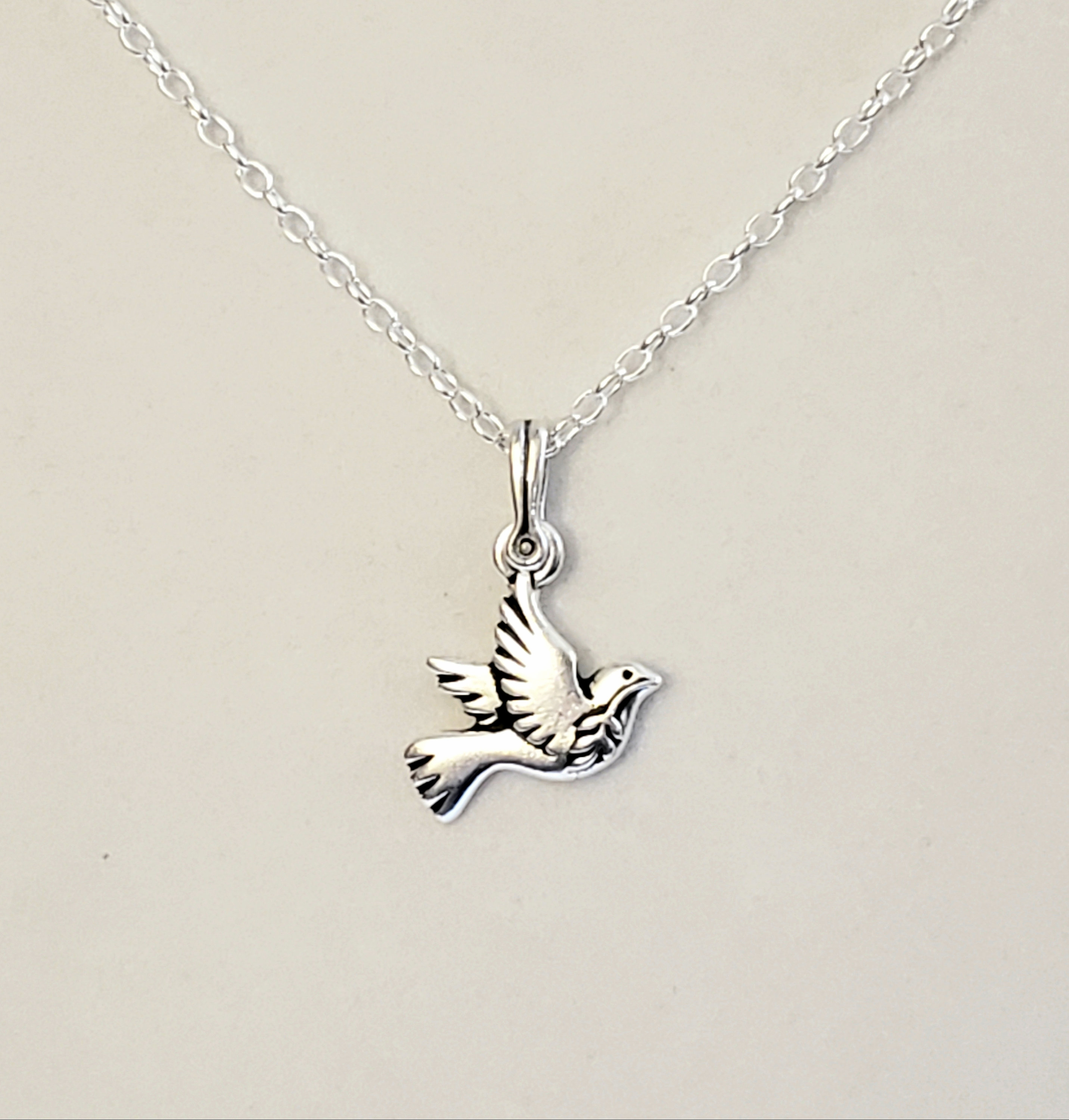 Dove of Peace Pendant or Necklace in 925 Antique Sterling | Etsy