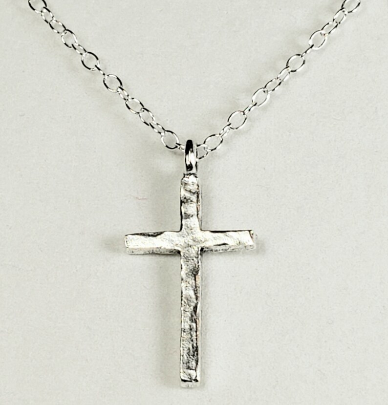 Hammered Silver Cross Pendant or Necklace in Antique Silver - Etsy