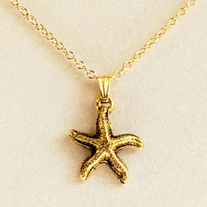 Antique Gold Starfish Pendant Necklace, 14K Gold Filled Cable Chain - Etsy