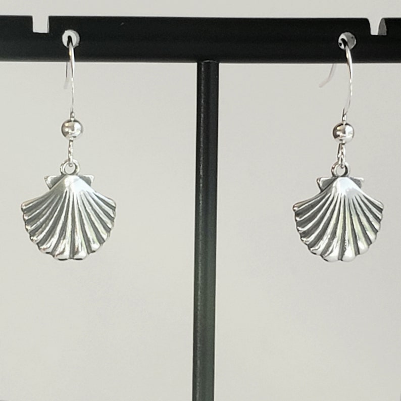 925 Sterling Silver Scallop Shell Earrings With 925 Sterling - Etsy