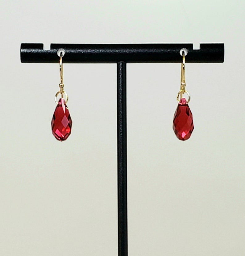 Scarlet Red Earrings in Swarovski Faceted 13mm Crystal Teardrop ...