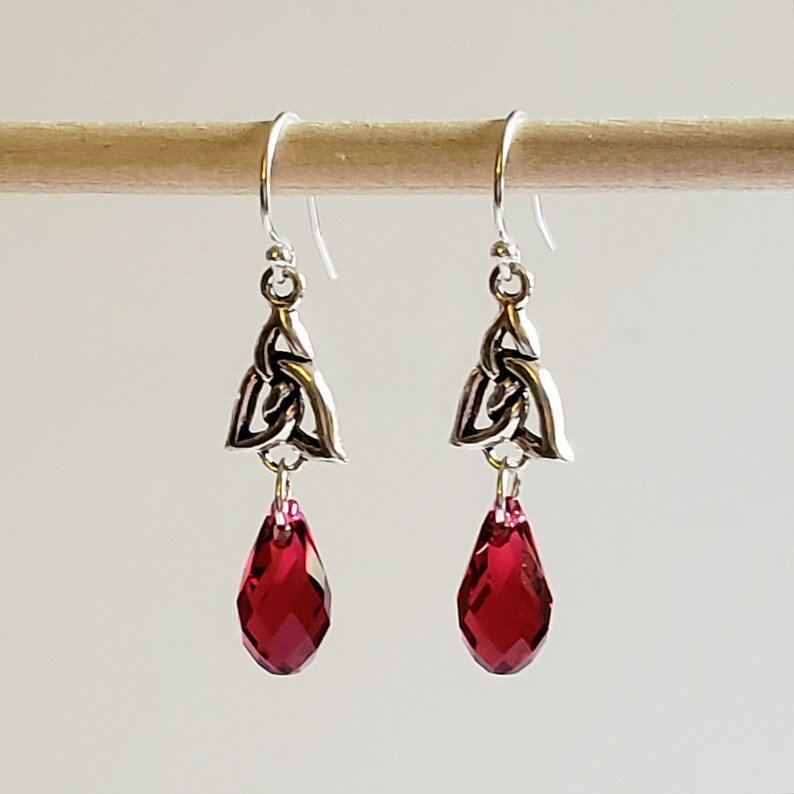 Scarlet Red Earrings in Swarovski Faceted 13mm Crystal Teardrop ...