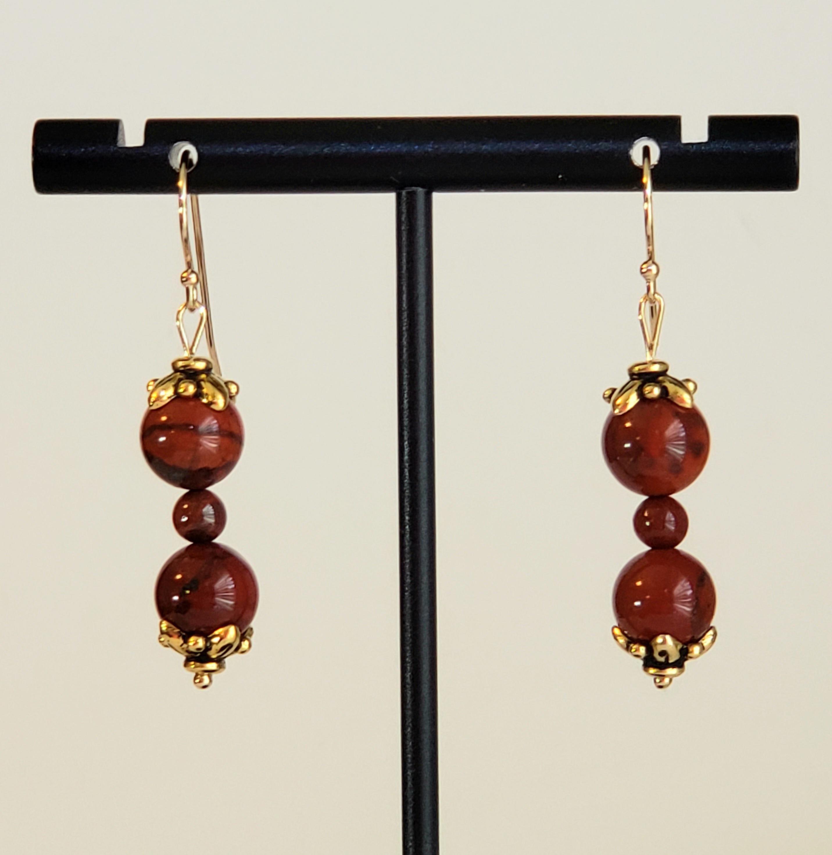 Red Apple Jasper Beaded Gemstone Necklace in Multiple Shape Beads ...