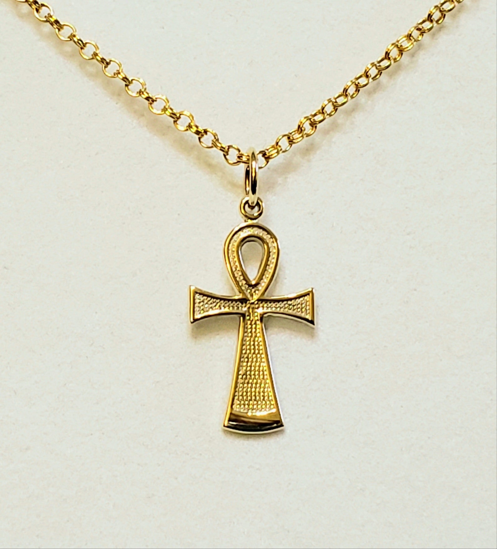 Ankh 10K Gold Egyptian Cross Pendant Necklace With 14K Gold - Etsy