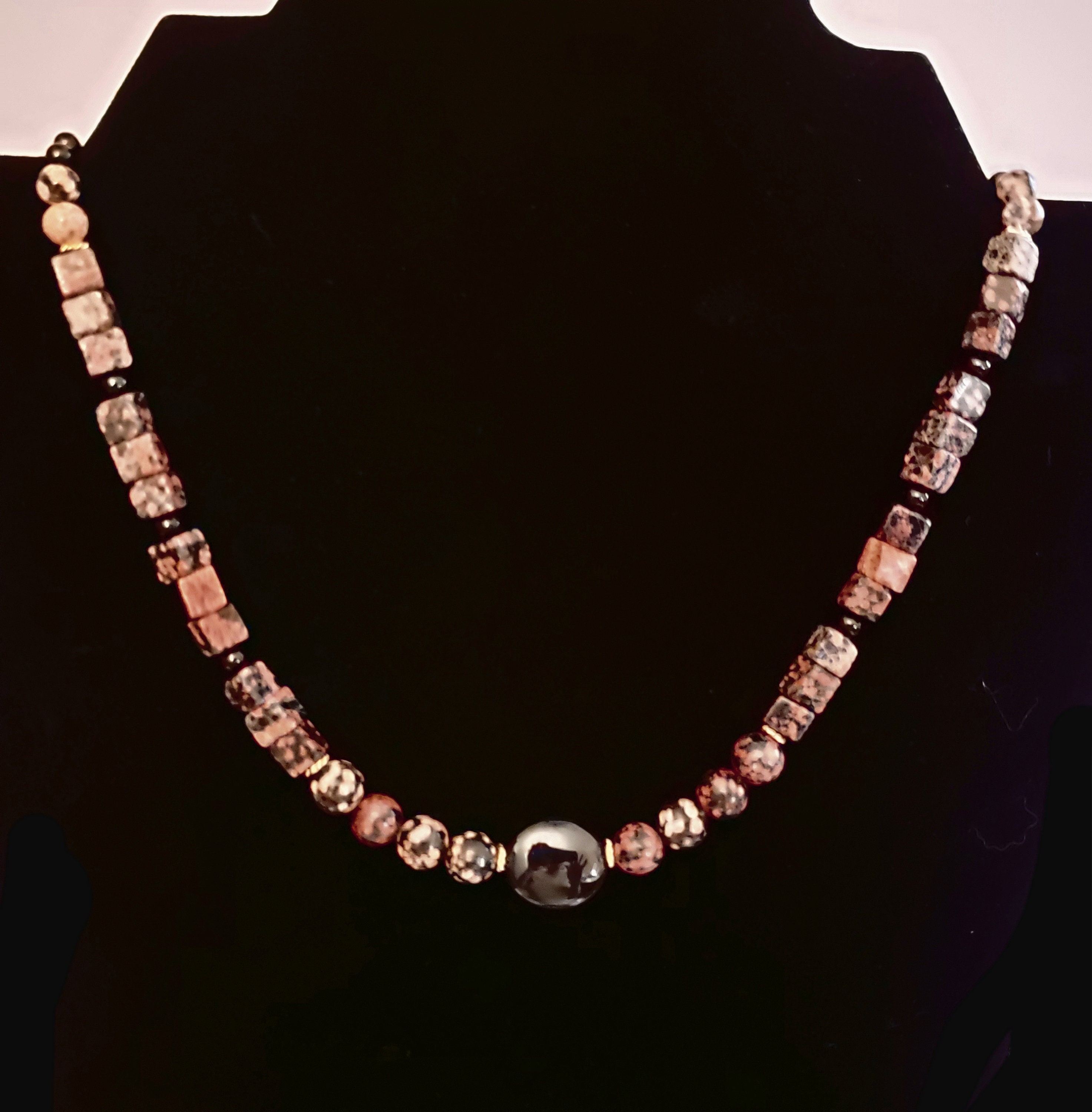 Mexican Red Snowflake Jasper Beaded Gemstone Necklace with | Etsy