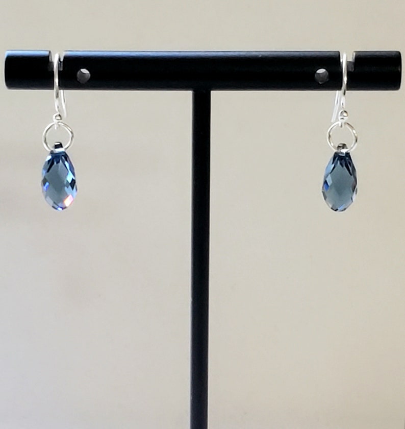 Blue Denim Earrings in Swarovski Faceted 11mm Teardrop - Etsy