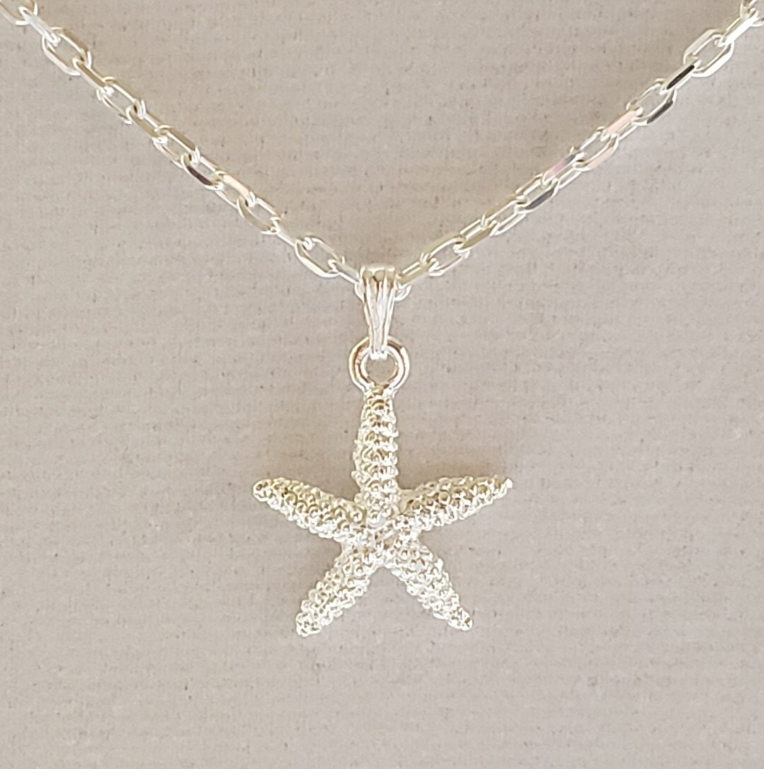 Starfish Pendant, Necklace in Textured 999 Sterling Silver Plated ...