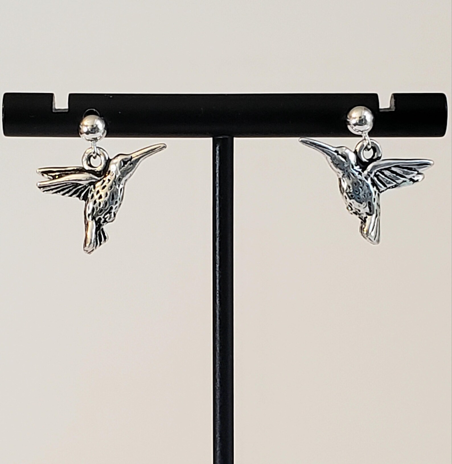 Antique Silver Hummingbird Earrings, Sterling Silver Posts - Etsy