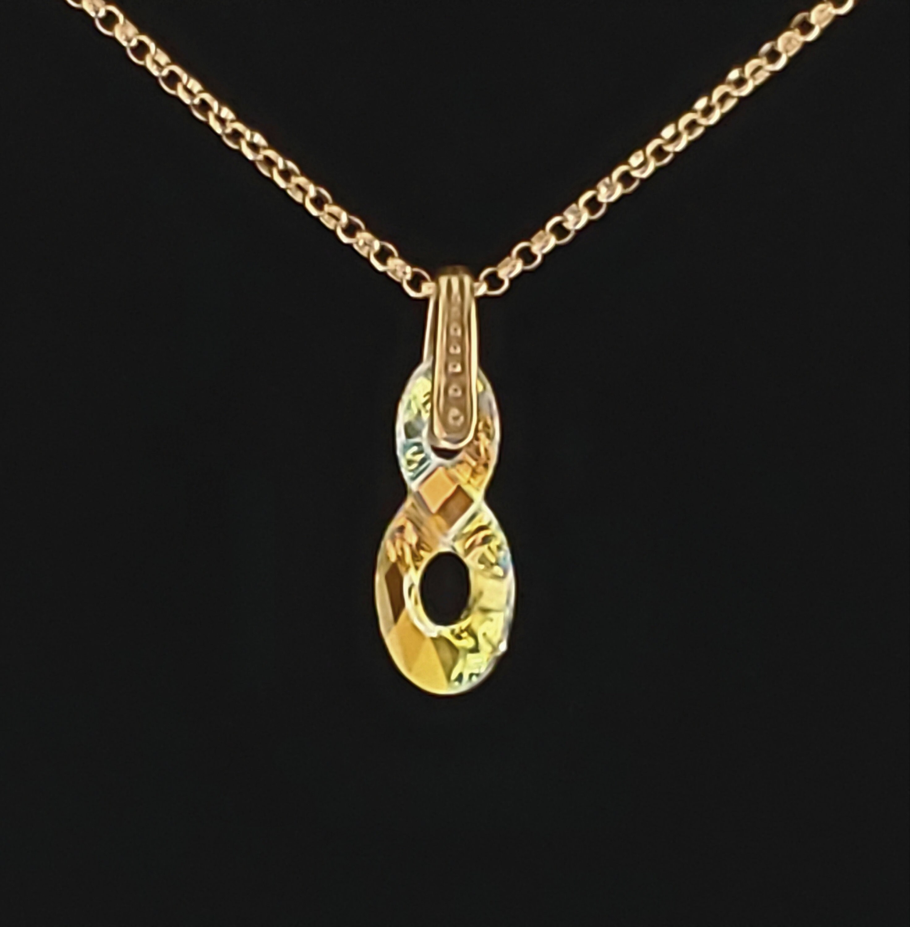 Infinity Pendant Necklace in Swarovski Faceted White AB | Etsy