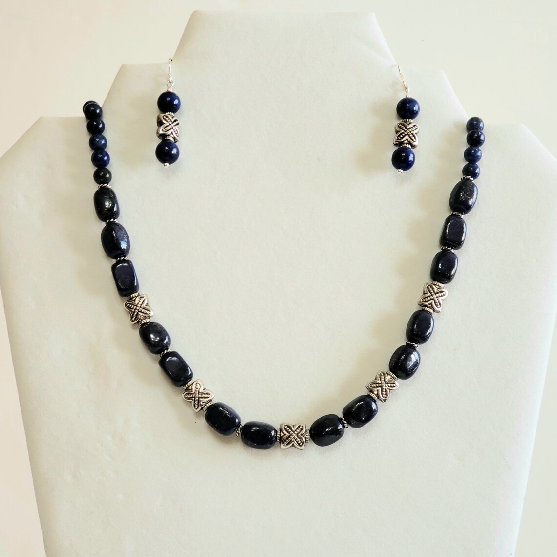 Lapis Lazuli Beaded Gemstone Necklace Antique 925 Sterling | Etsy