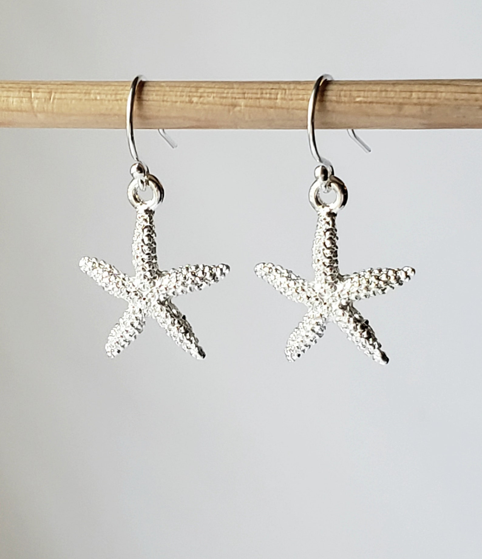 Starfish Earrings in 999 Sterling Silver Plated Nickel-free - Etsy